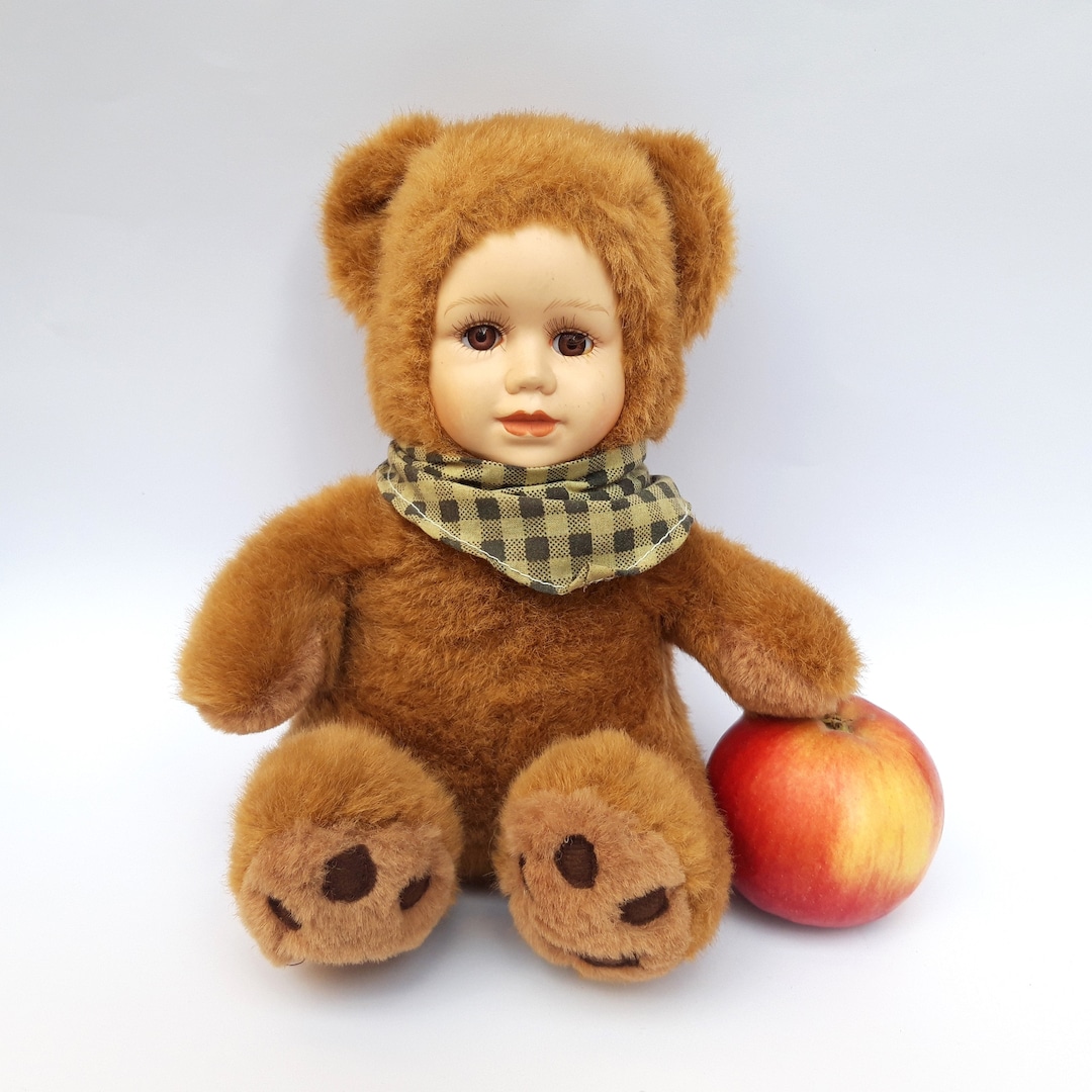 Vintage Baby Face Bear Collector's Doll Bear With Porcelain Face Plush ...