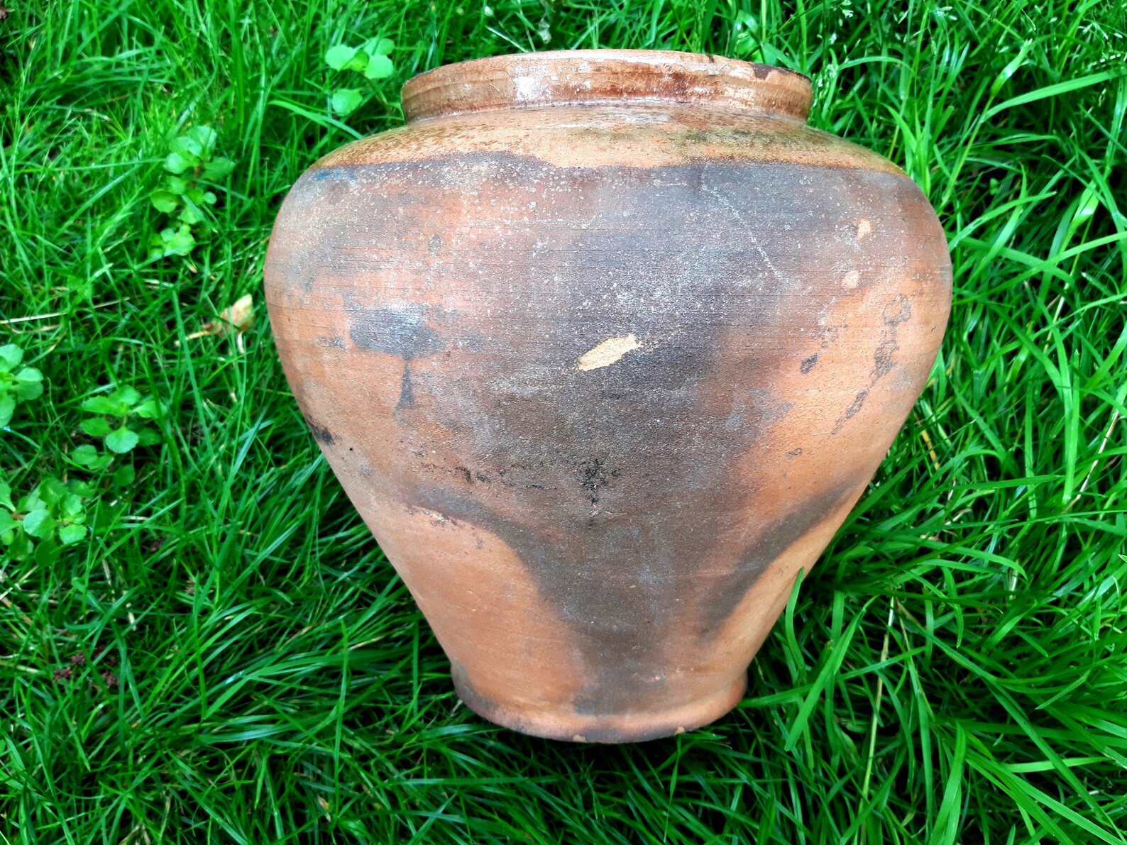 Antique Clay Vessel Old Big Terracotta Crock Jar Pot Wide Primitive Pot ...