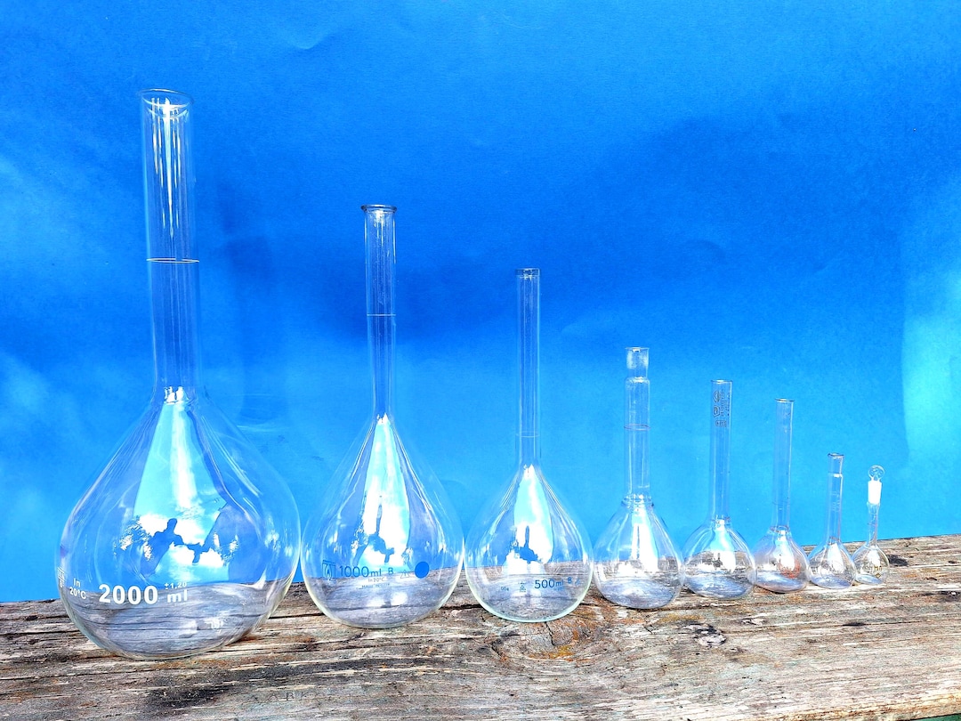 Set of 8 Chemistry Laboratory Long Neck Flasks Vintage Lab Tools - Etsy