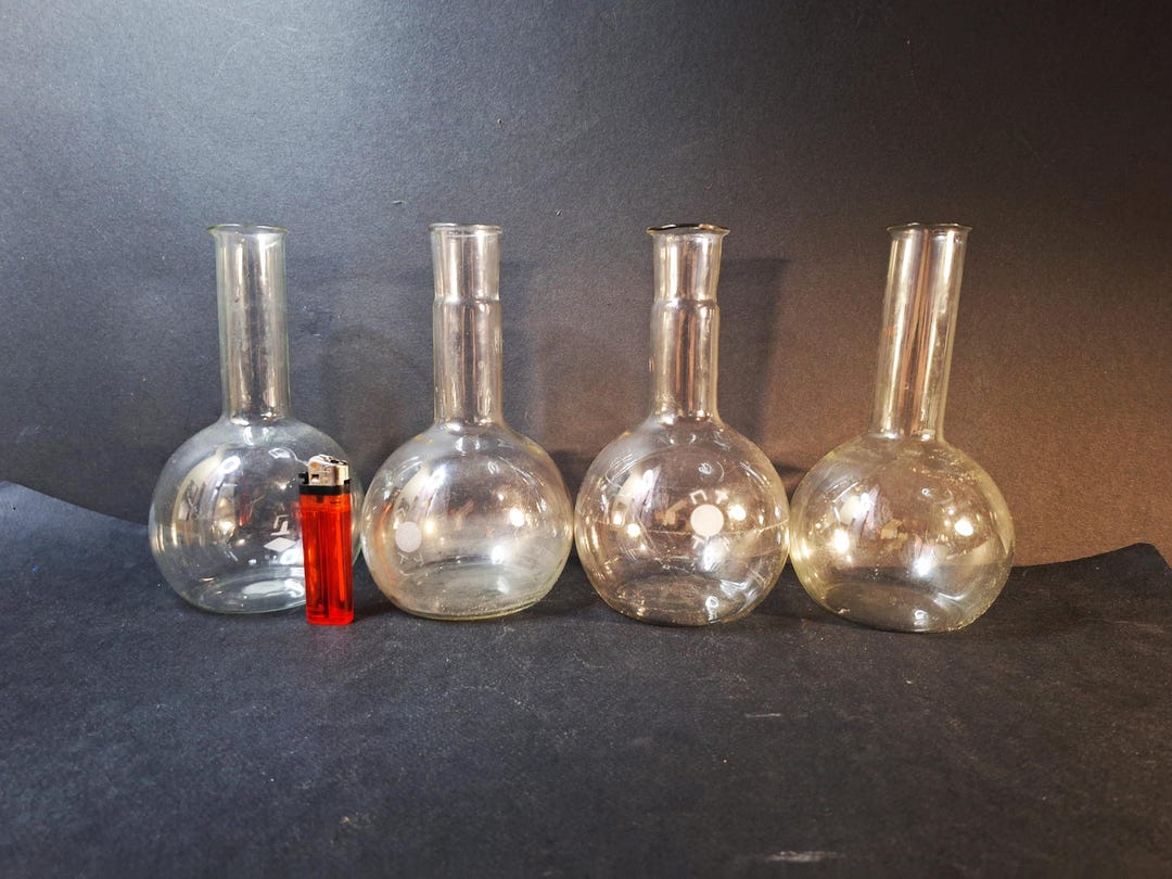 500 Ml Set of 4 Vintage Laboratory Glass Flasks Chemistry Glassware - Etsy
