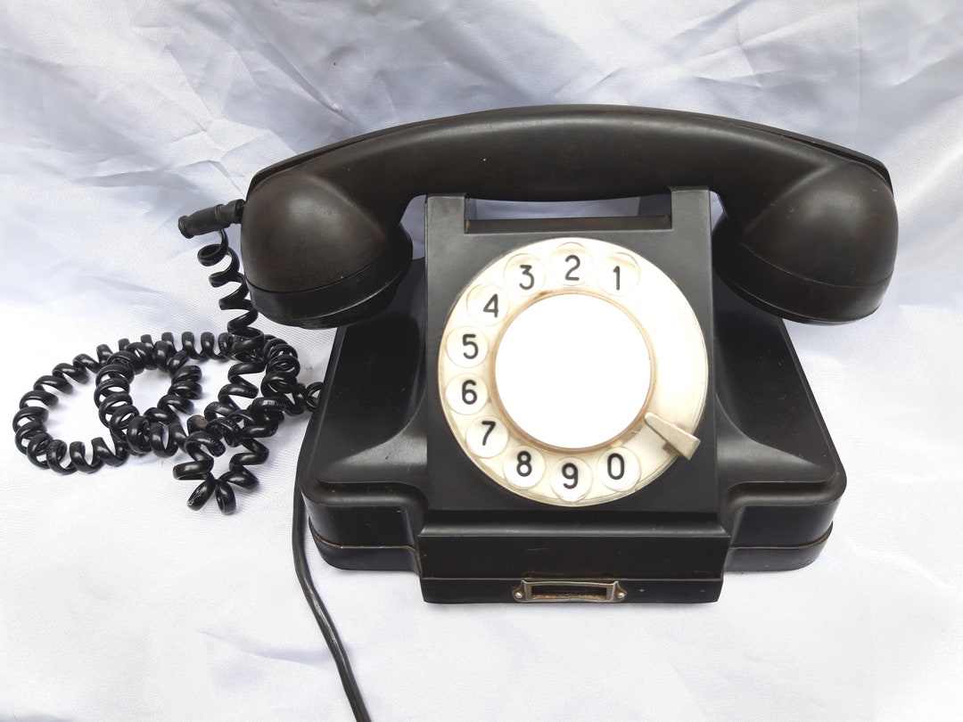Vintage Black Rotary Phone VEF Telephone USSR 50s Mid-century Telephone ...