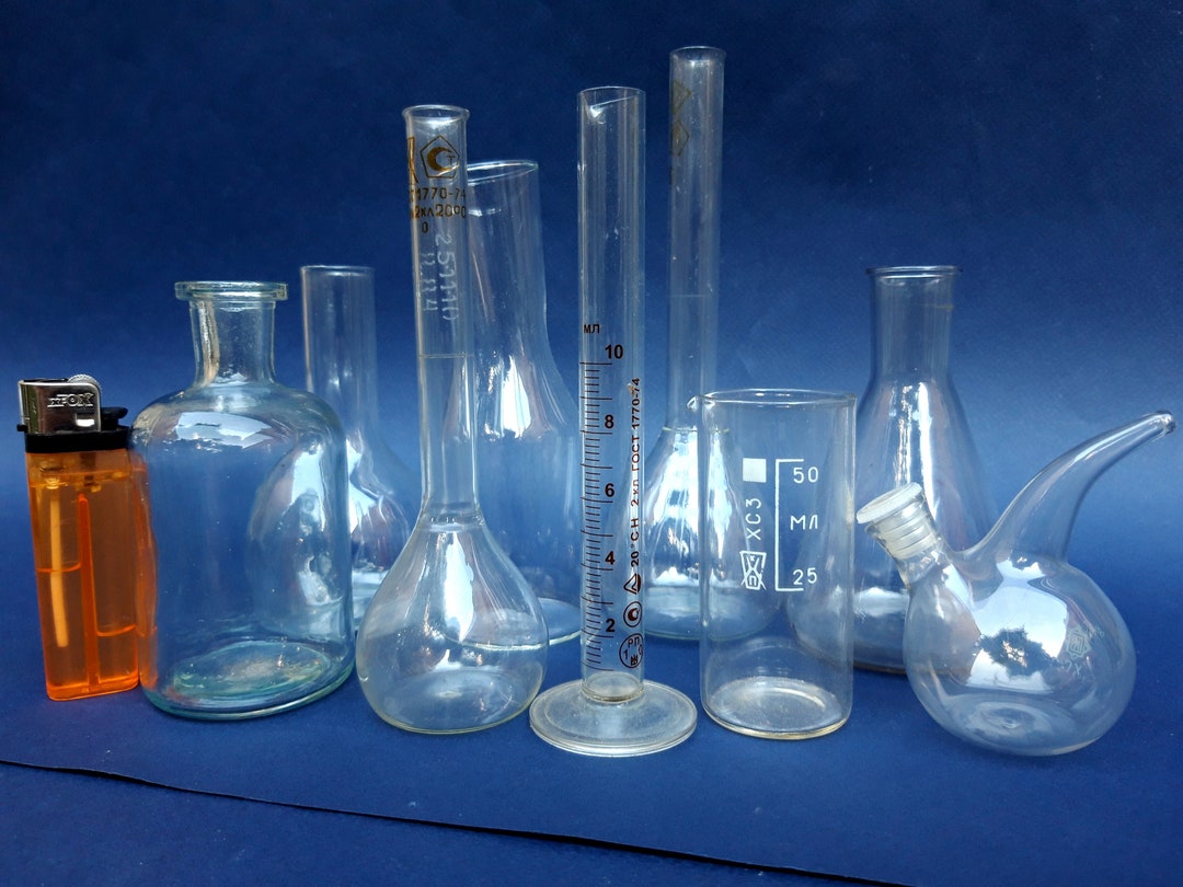 Set of 9 Small Chemistry Laboratory Flasks Vintage Lab Tools - Etsy