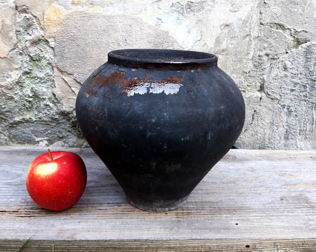 Antique Wide Clay Primitive Pot - Etsy