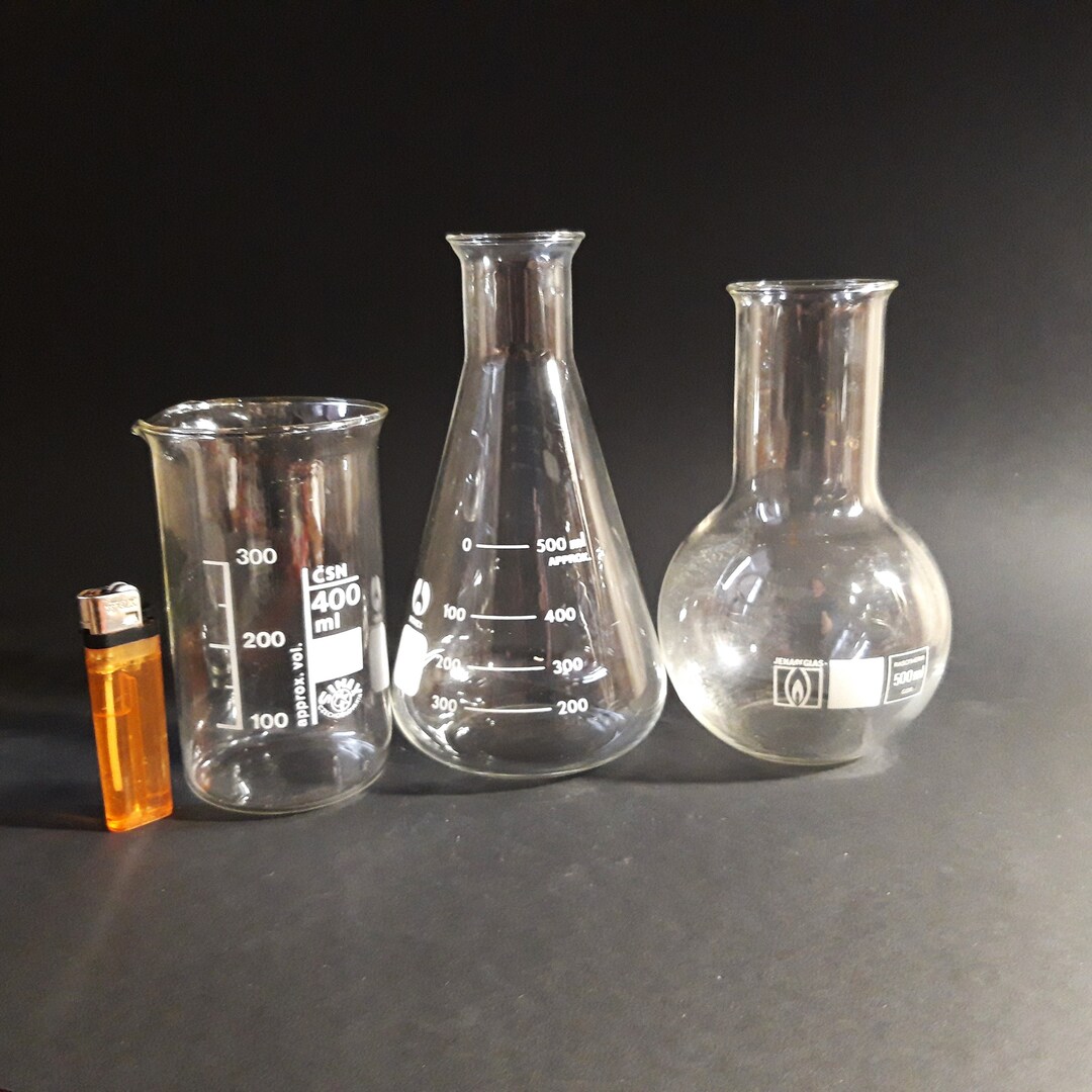 Set of 3 Chemistry Laboratory Flasks Vintage Lab Beakers - Etsy
