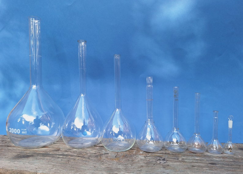 Set of 8 Chemistry Laboratory Long Neck Flasks Vintage Lab Tools - Etsy