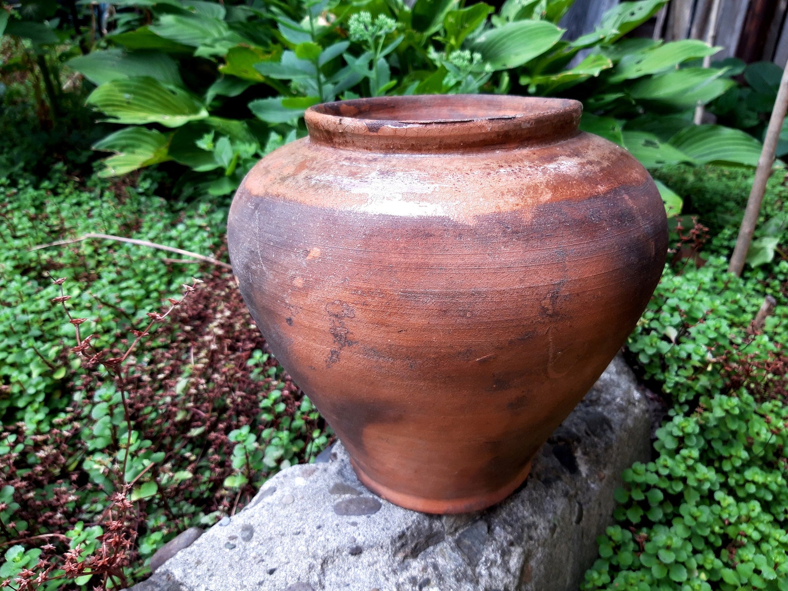 Antique Clay Vessel Old Big Terracotta Crock Jar Pot Wide Primitive Pot ...