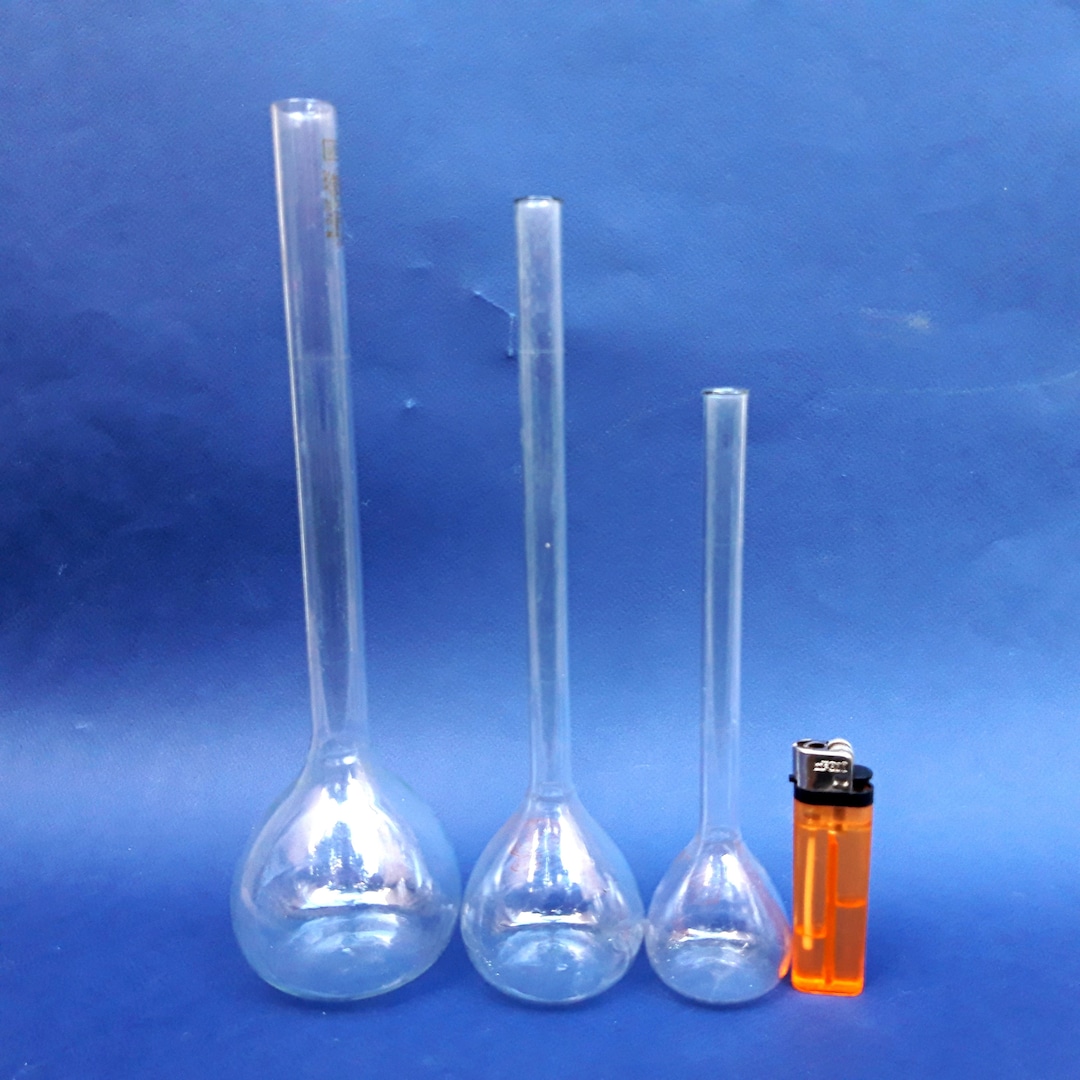 Set of 3 Chemistry Laboratory Long Neck Flasks Vintage Lab Tools - Etsy