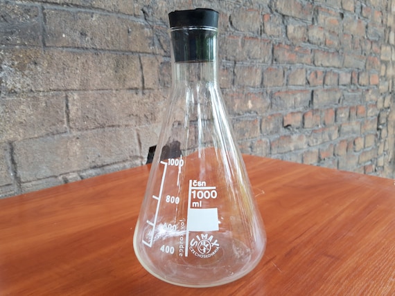 Large erlenmeyer flask 1L Vintage chemistry laboratory flask ...