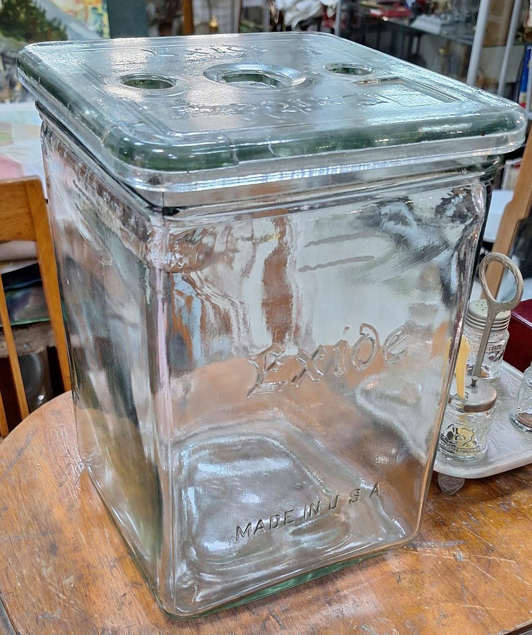 Glass Exide Battery Jar With Lid Vintage - Etsy