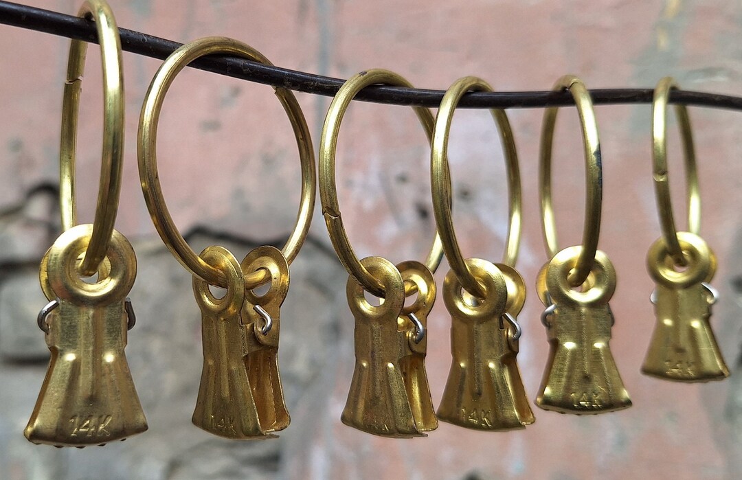 Vintage Brass Curtain Clips With Rings Set of 10 - Etsy