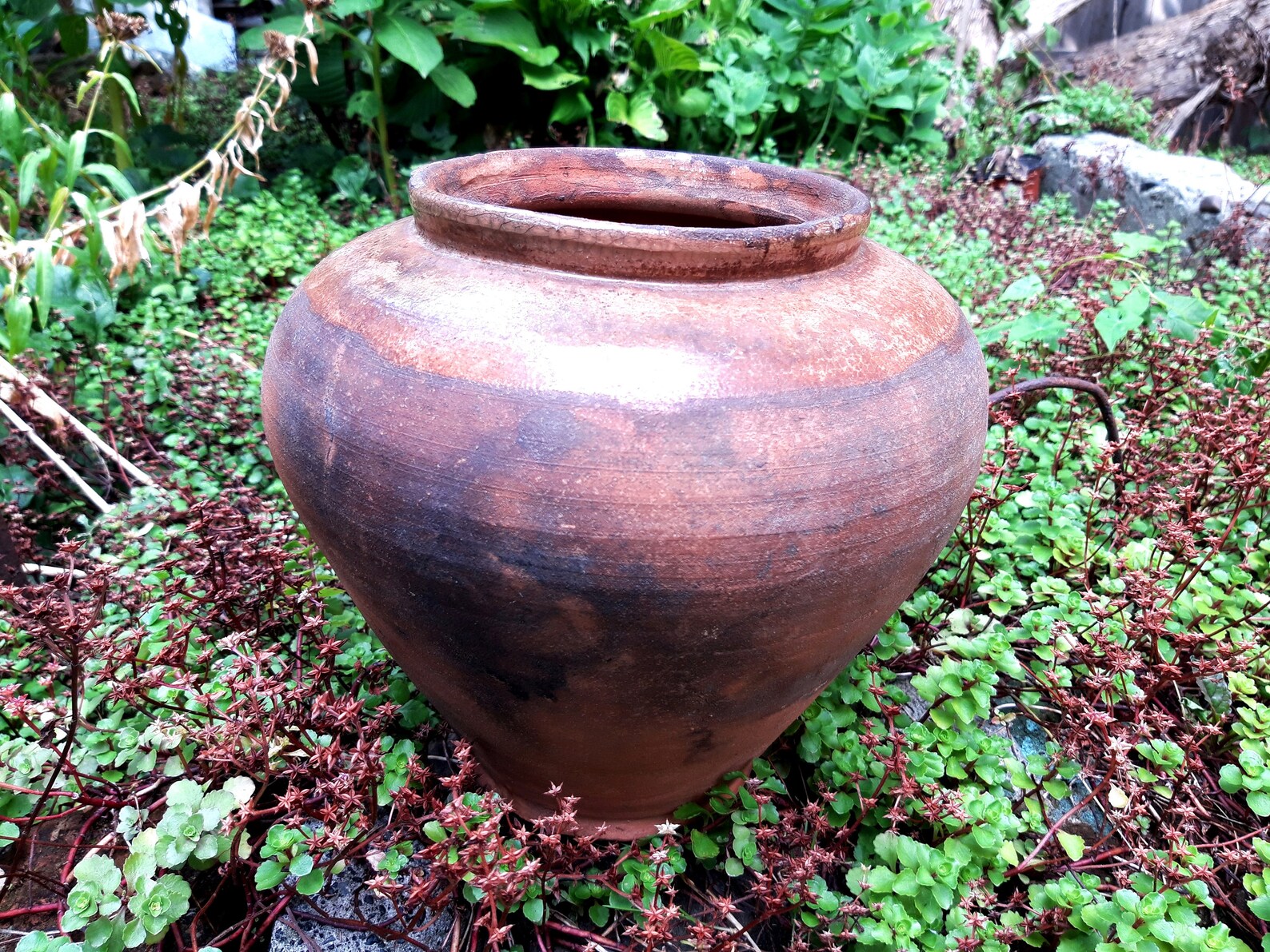 Antique Clay Vessel Old Big Terracotta Crock Jar Pot Wide Primitive Pot ...