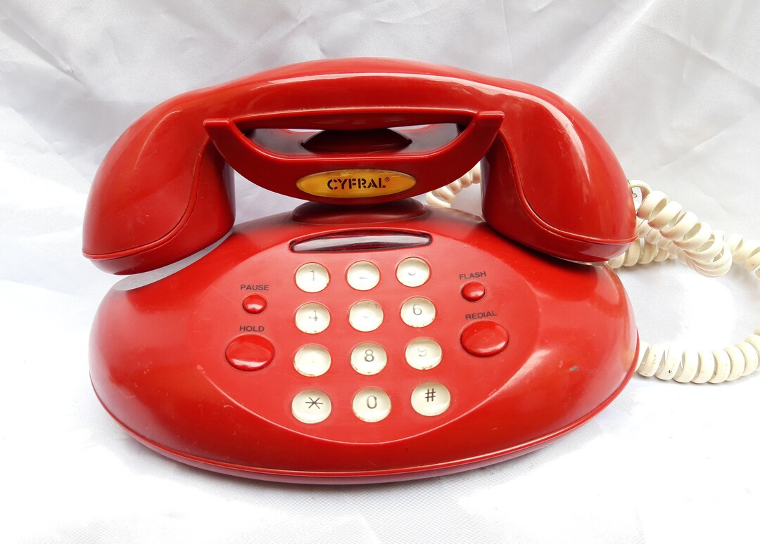 Vintage Dial Button Red Telephone - Etsy