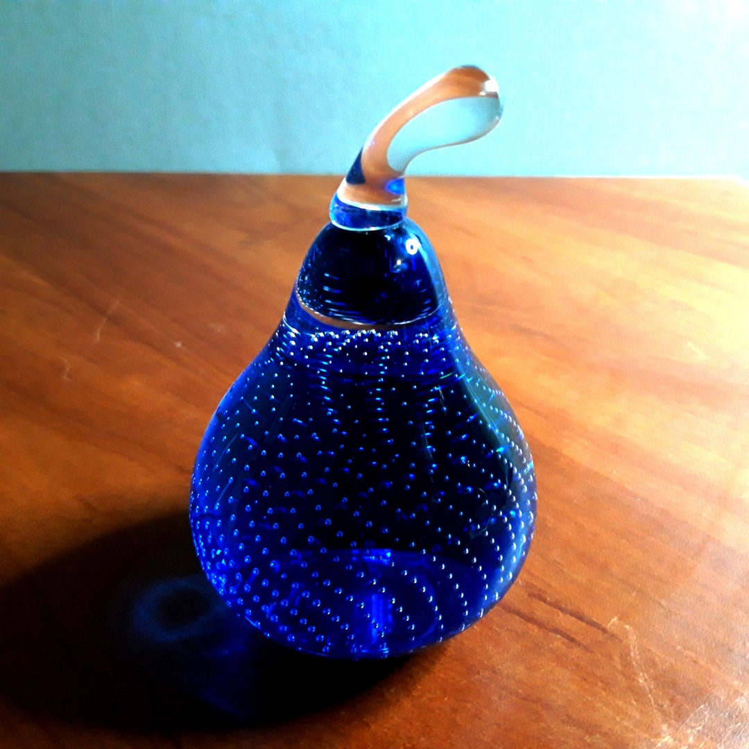 Vintage Murano Paperweight Controlled Bubble Glass Pear Collectible ...