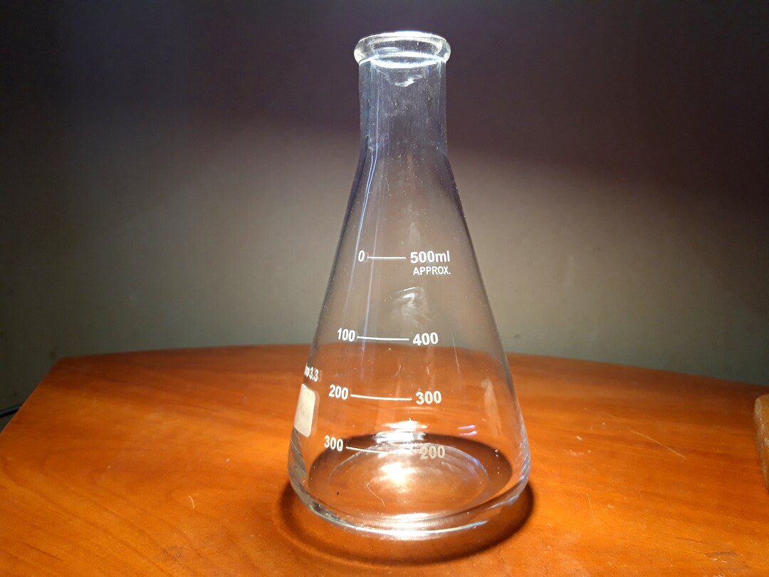 500 Ml Erlenmeyer Thick Glass Flask Representing Boron 3.3 Vintage ...