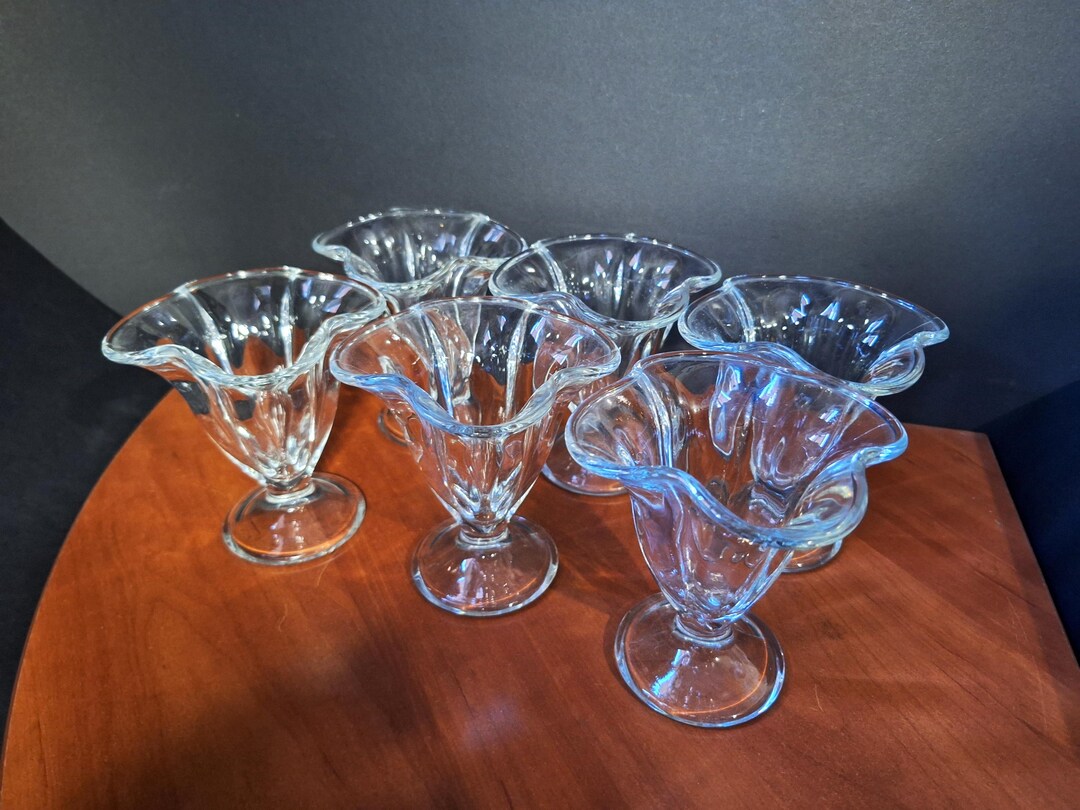 Vintage Set of 6 Milkshake Ice Cream Sundae Dessert Stem Tulip Top ...