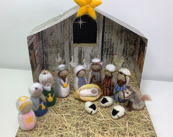 Needle Felted Nativity Scene Advent Calendar Kit - Etsy