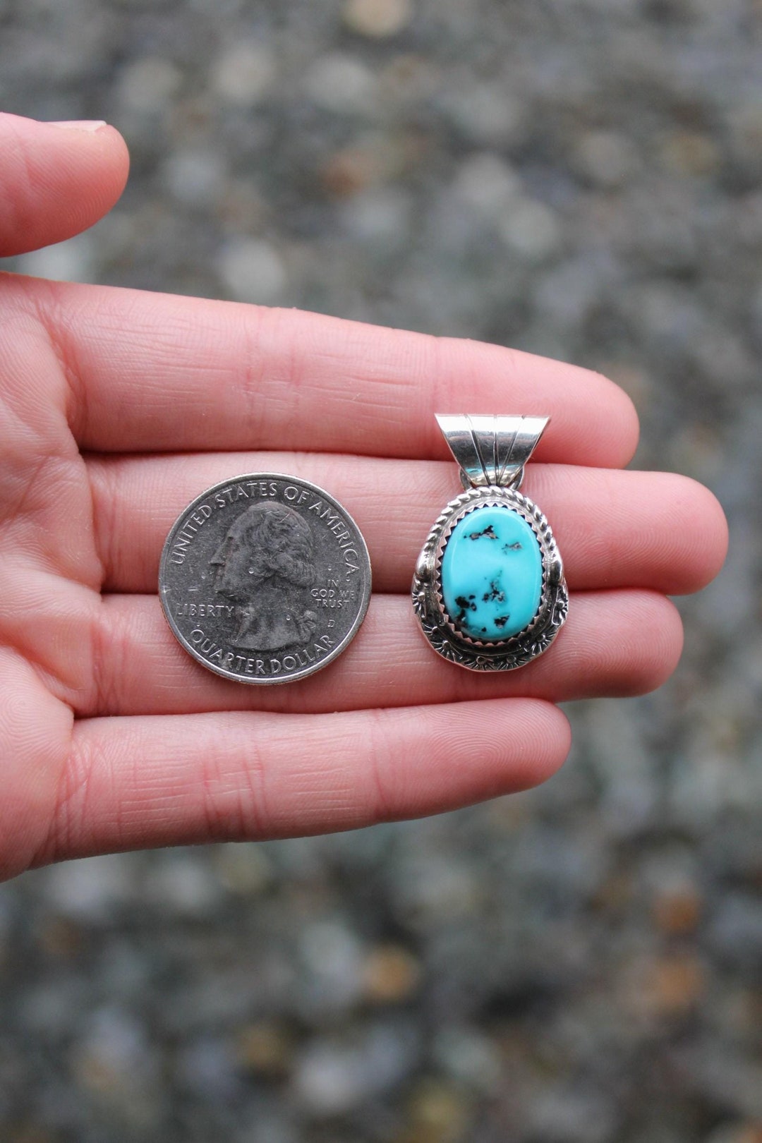 Pre-owned Sterling Silver Navajo Native American Handmade Turquoise ...
