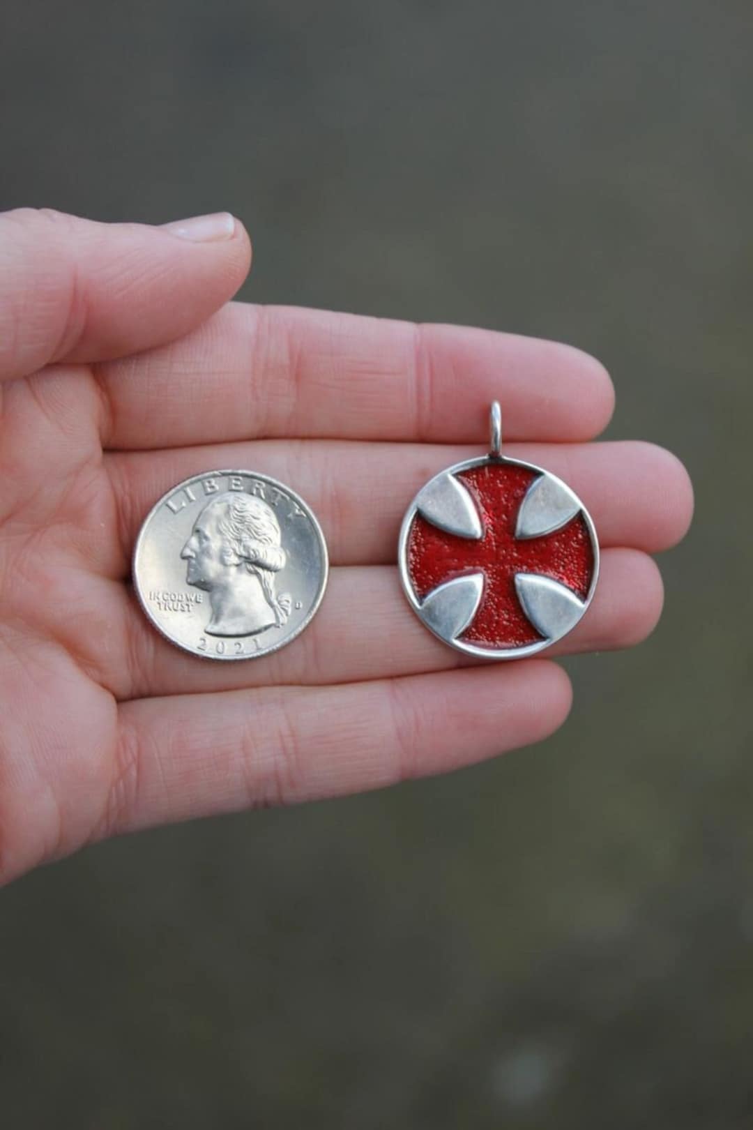 Pre-owned Sterling Silver 925 Red Iron Cross Pendant 5.6g - Etsy