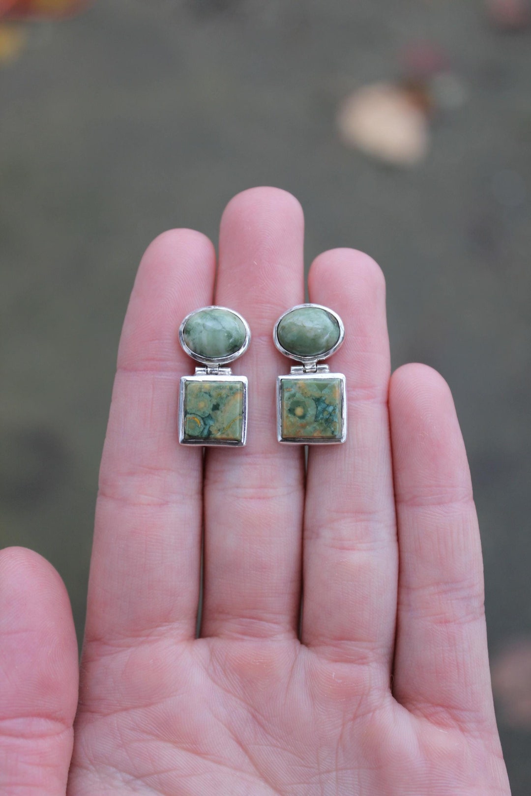 Pre-owned Sterling Silver Janice Girardi Articulating Jasper Stud ...