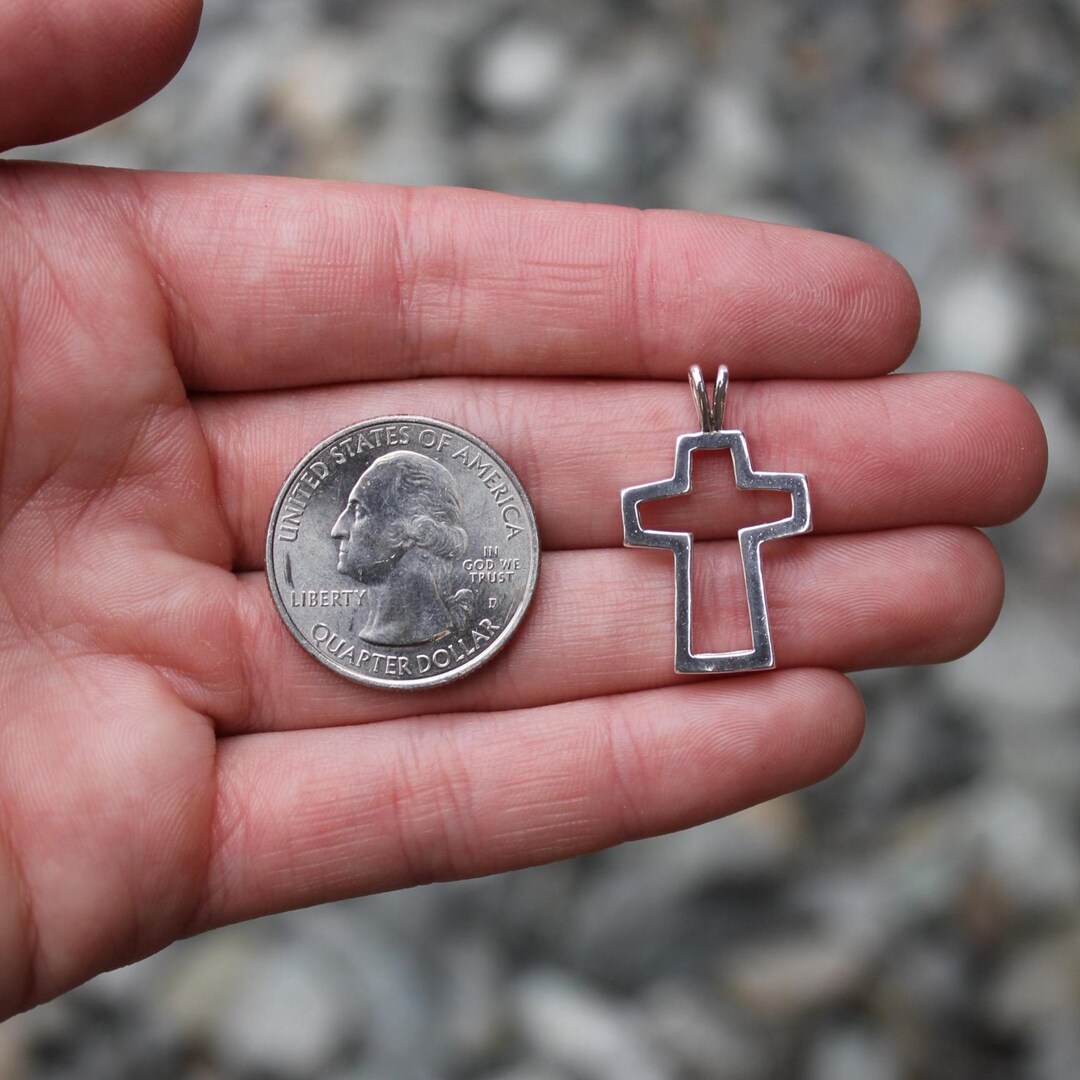 Pre-owned Sterling Silver 925 Openwork Cross Pendant 2.2g - Etsy
