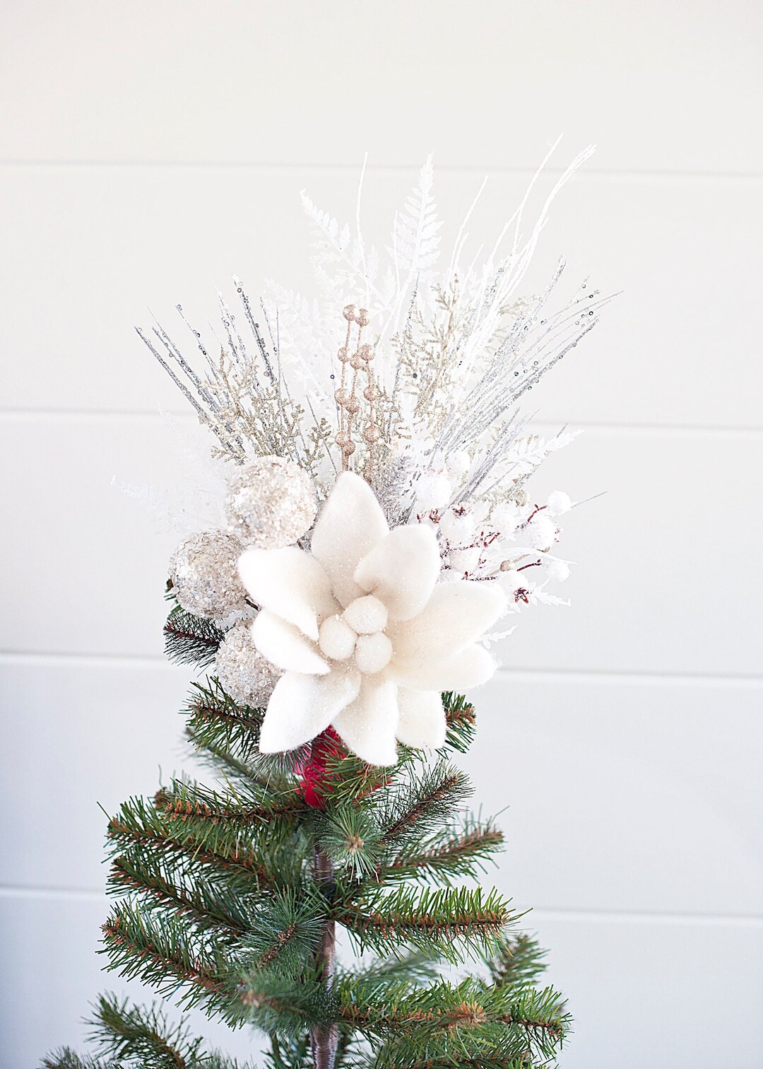 Modern LUX Snowy White Sparkle Bloom Winter Tree Toppermodern Christmas ...