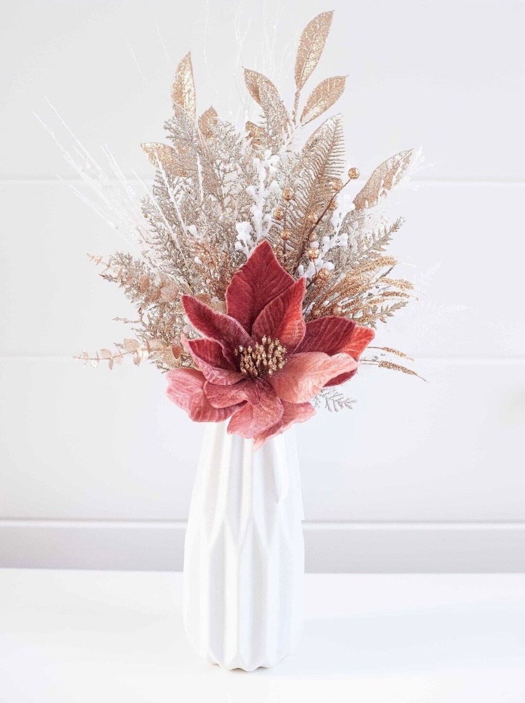 Modern LUX Rose Gold Sparkle Bloom Winter Tree Toppermodern Christmas ...