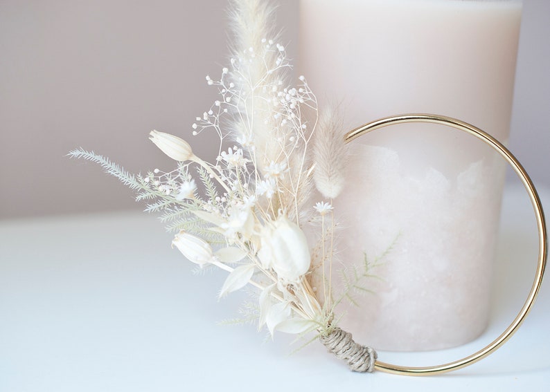 Modern Dried Hoop Cake Topper|cream Dried Flowers Cake Topper| Wedding ...