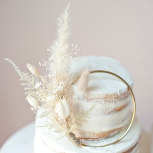 Modern Dried Hoop Cake Topper|cream Dried Flowers Cake Topper| Wedding ...