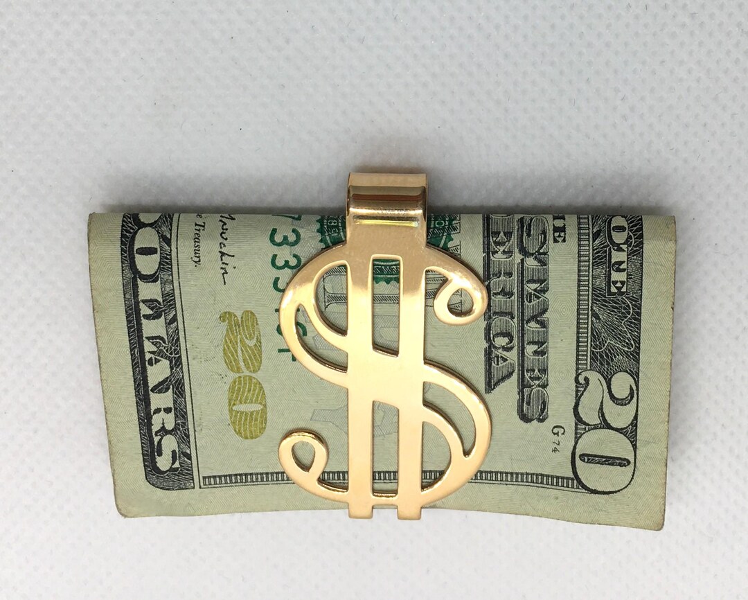 Estate 14K HEAVY 8.0g Yellow Gold Money Clip Genuine Solid 14kt Dollar ...
