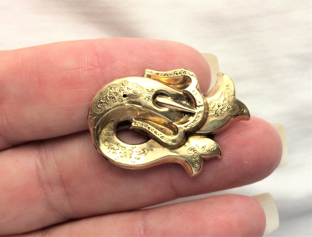 Vintage 14k Yellow Gold Repousse Brooch Pin Belt Buckle Design 3.2g ...
