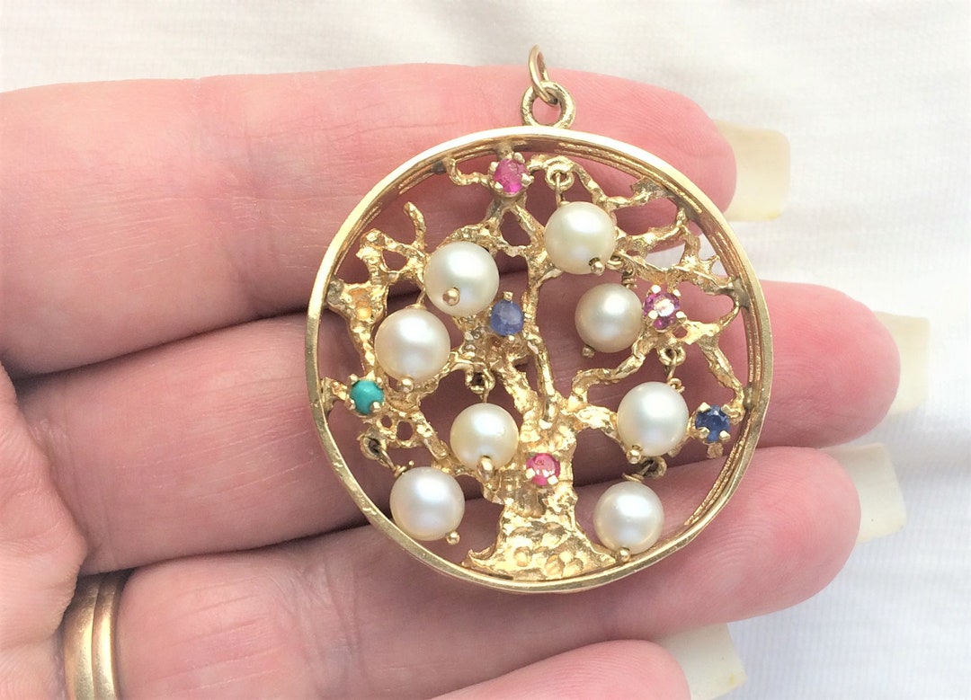 Estate 14k HEAVY 14.2g Gold Tree of Life Custom Pendant Charm ...