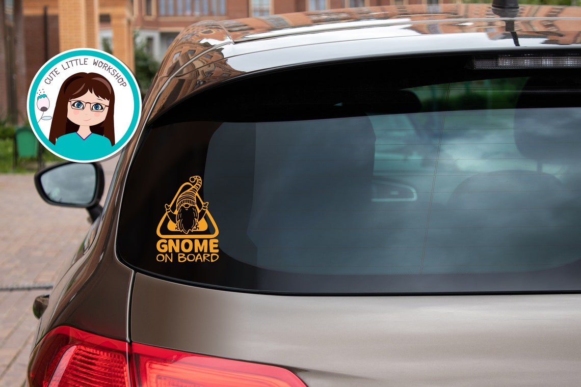 Gnome on board car decal Window Sticker Window Decal Car | Etsy