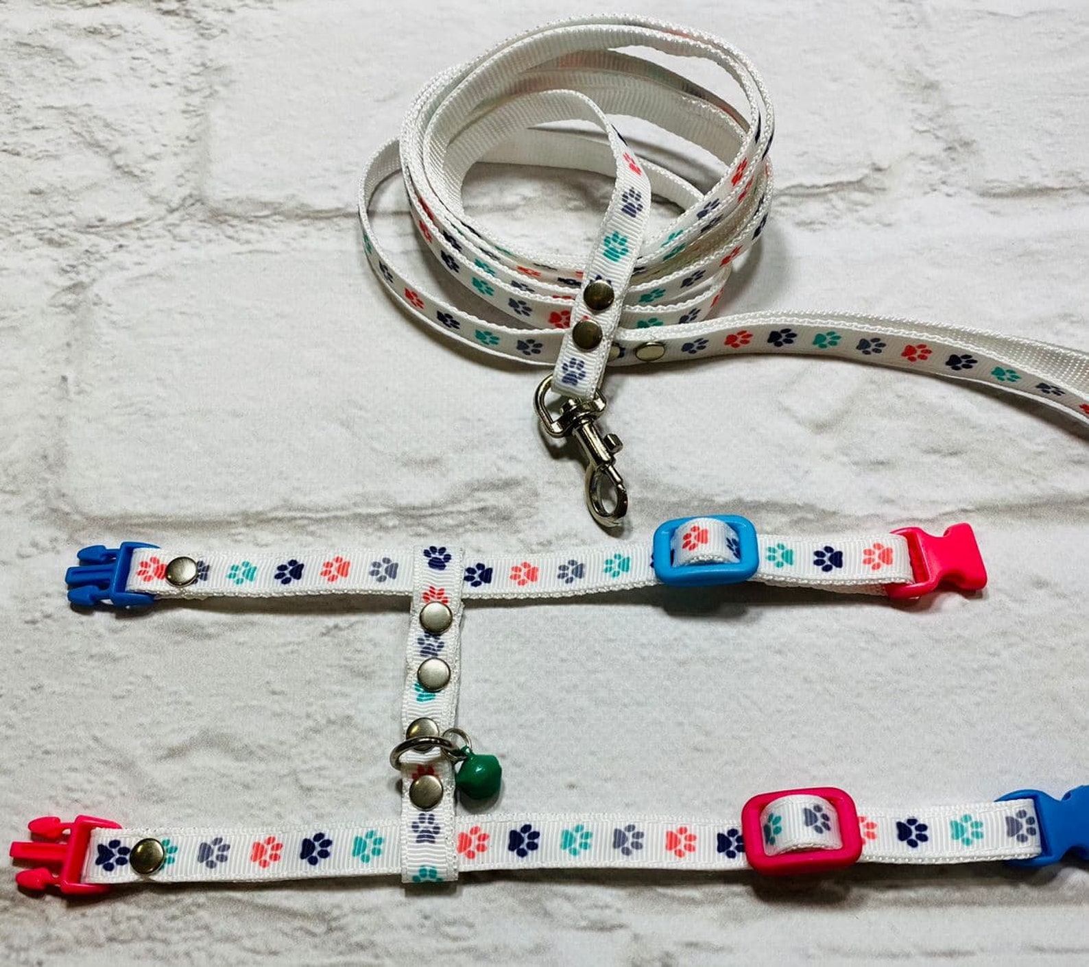 White harness with colored paws | Etsy