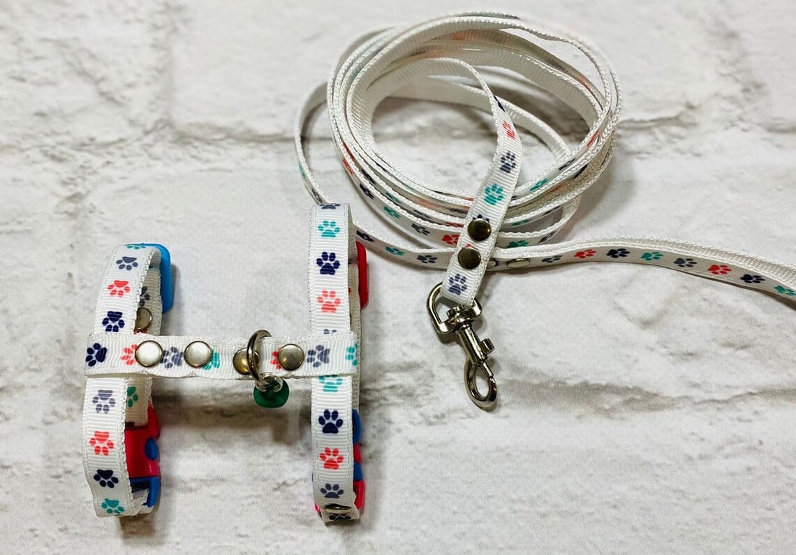 White harness with colored paws | Etsy