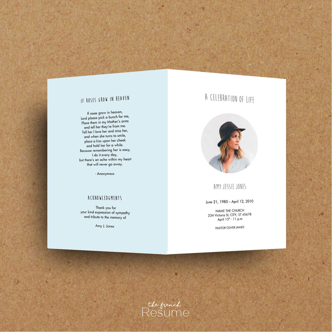 Funeral Program Template - MS Word - Printable Memorial - Instant ...