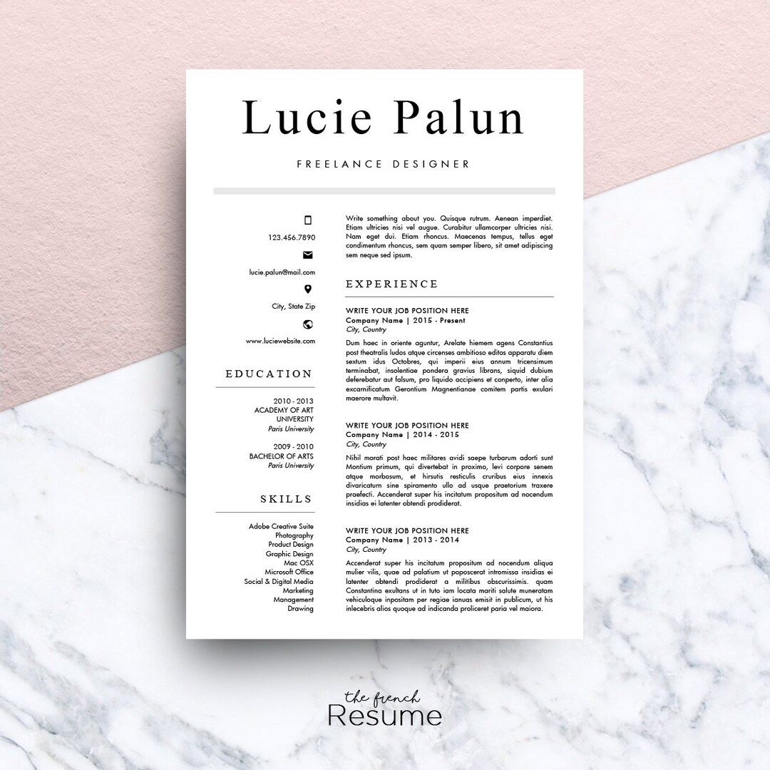 Resume Template A4 Cover Letter & References for Microsoft - Etsy