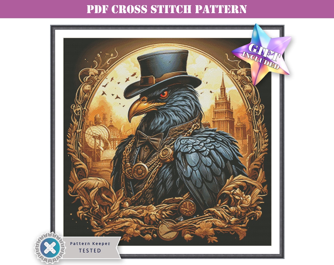 PDF Full Coverage Cross Stitch Pattern Brutal Gangster Black Raven ...
