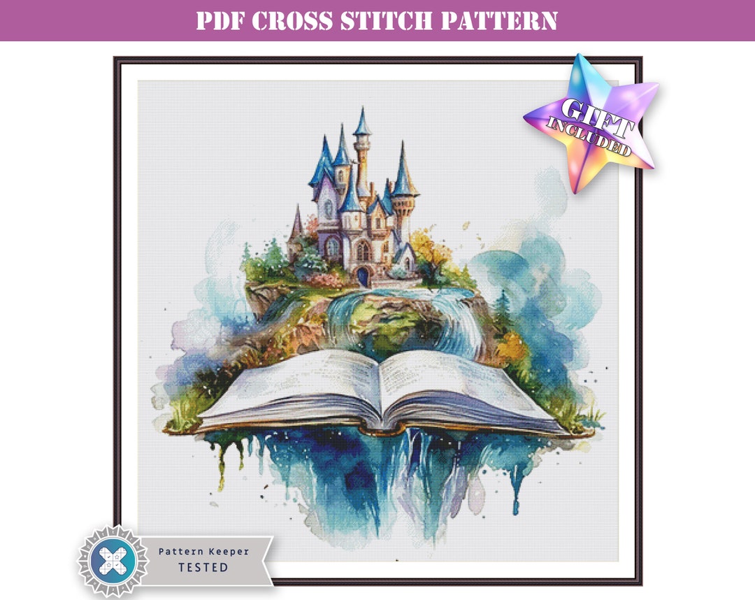 Open Book Fantasy World With a Castle Watercolor Modern Full Coverage ...