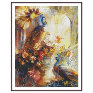 Cross Stitch Peacock Counted Cross Stitch Pattern Large - Etsy