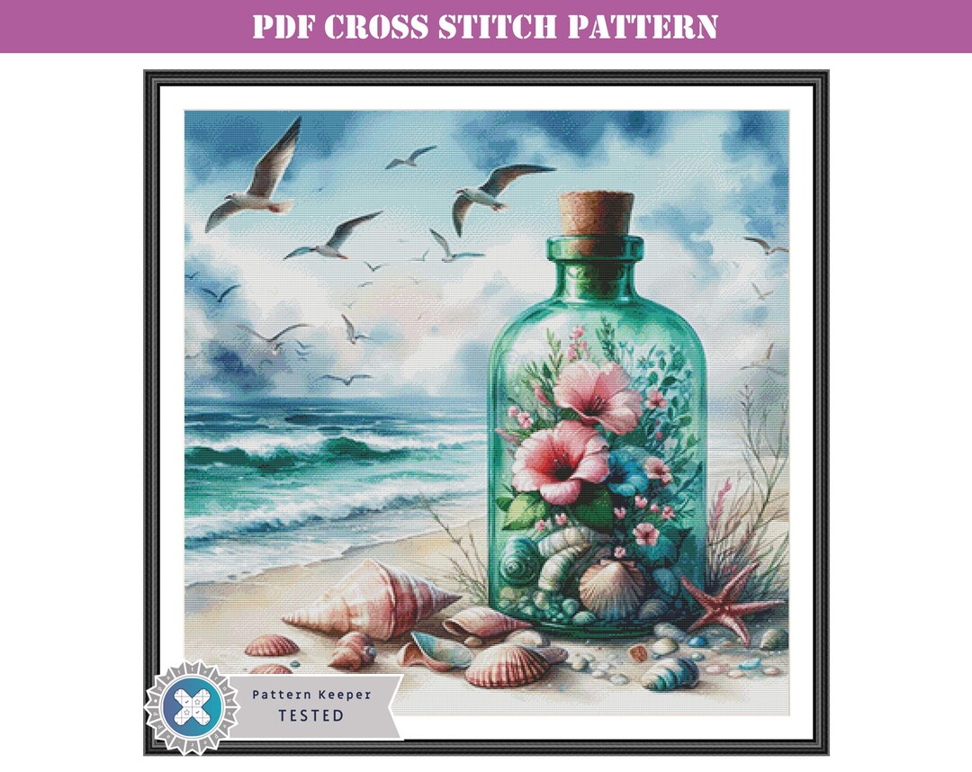 Summer Beach Seascape Cross Stitch Pattern Full Coverage Design PDF ...