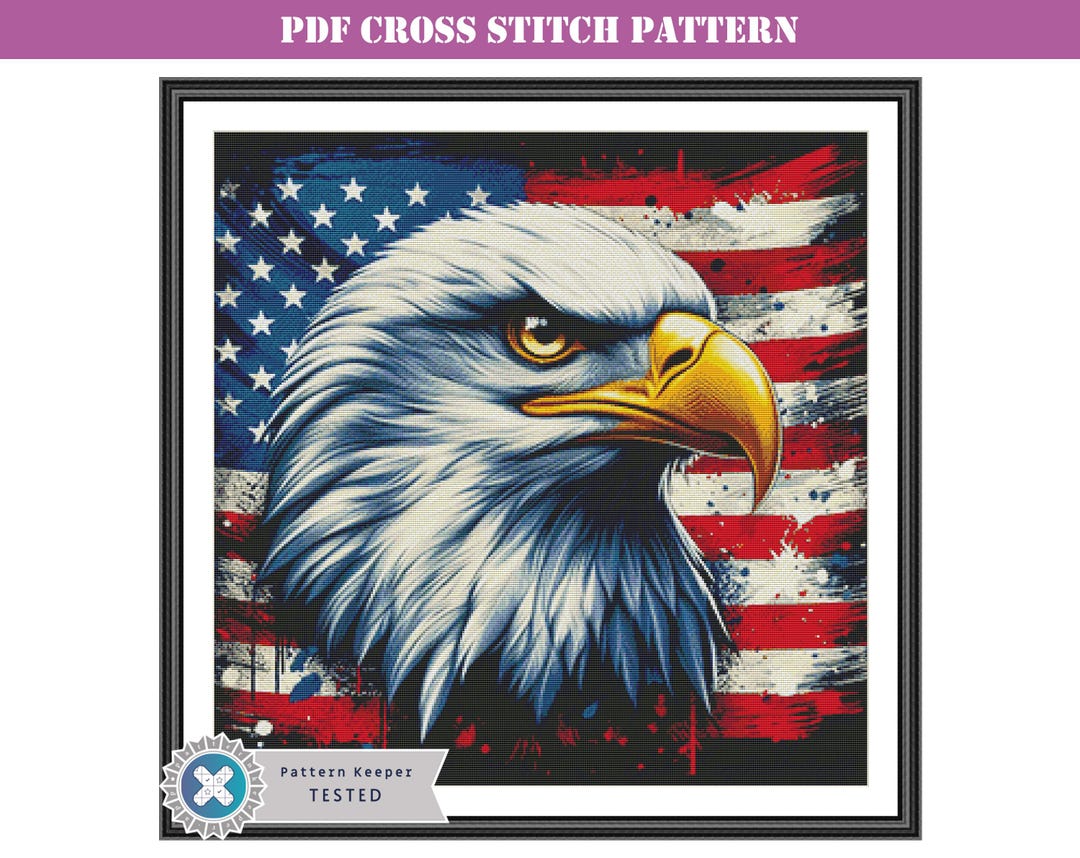 American Flag and Bald Eagle Full Coverage Cross Stitch Pattern PDF ...