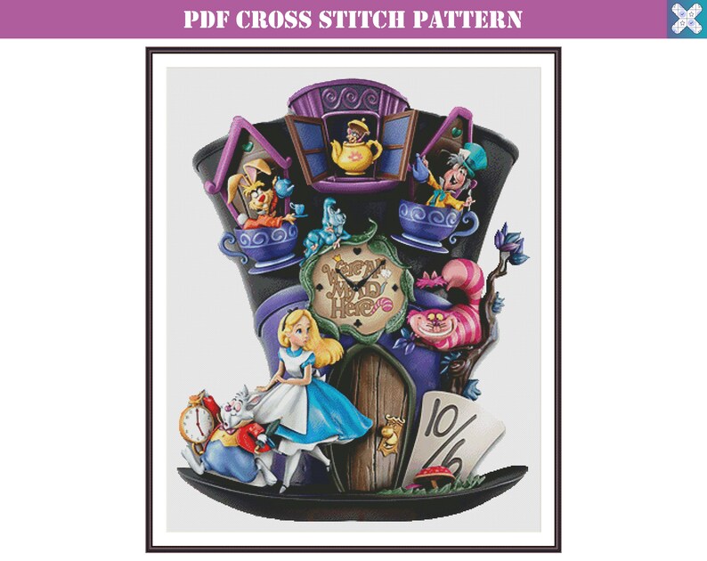 Alice Hat Full Coverage Counted Cross Stitch Pattern PDF - Etsy