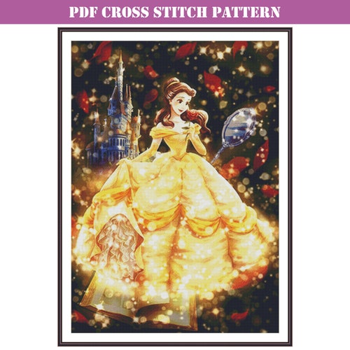 PDF Cross Stitch Pattern 0022.belle Beauty and the Beast - Etsy Israel