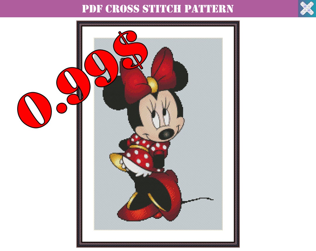 Minnie Mouse Cross Stitch Pattern Disney Cross Stitch Etsy España