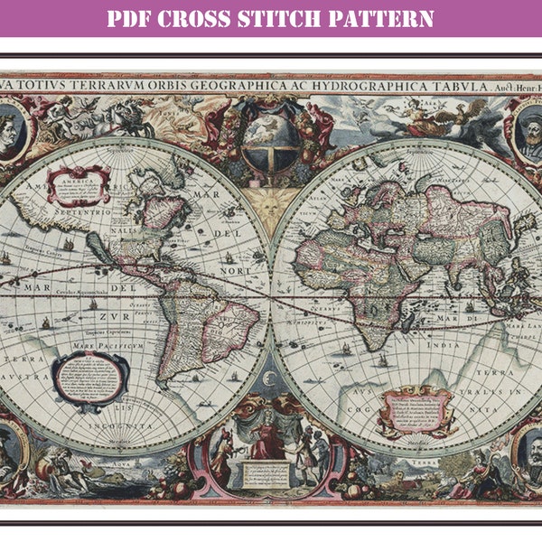 World Map Cross Stitch Pattern - Etsy