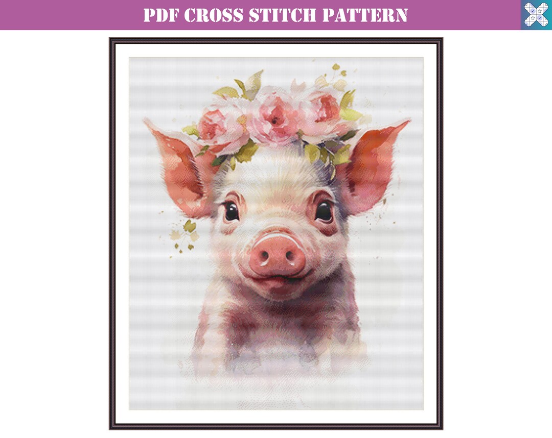 Cute Baby Pig Portrait With Flowers Fantasy Full Coverage - Etsy