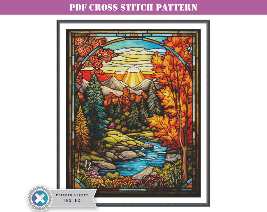 Stained Glass Window Nature Landscape Full Coverage Modern - Etsy