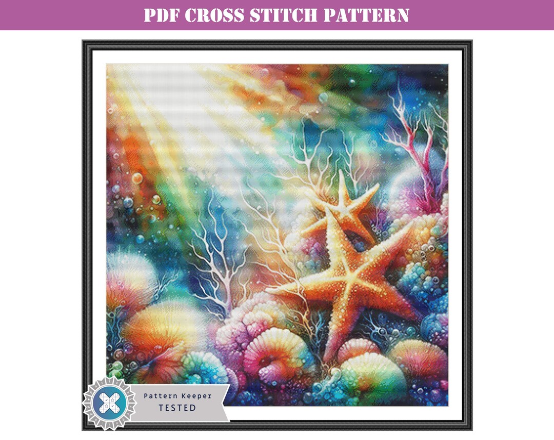 Underwater Life Difficult Counted Cross Stitch Pattern Full Coverage ...