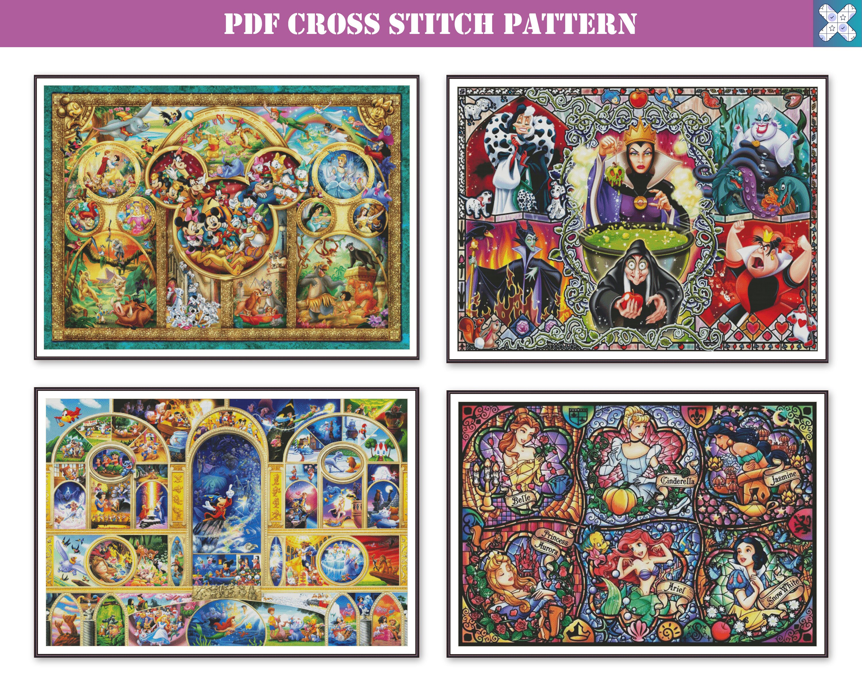 4 Disney Counted Cross Stitch Pattern Pack Large Cross - Etsy