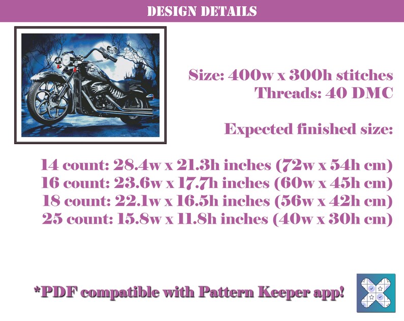 Cross Stitch Pattern Motorcycle Skeleton Cross Stitch - Etsy